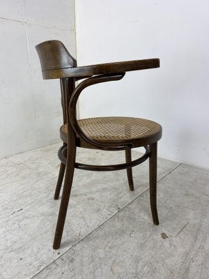 Bentwood Desk Chair with Rattan Seat by Thonet for Ligna 1900s for sale at Pamono
