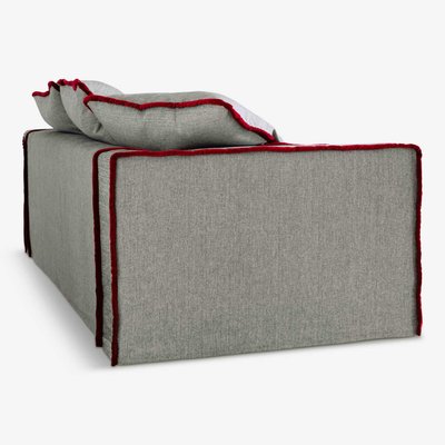 Rafaella Bio Sofa aus grauem Leinen rotem Samt von D3CO