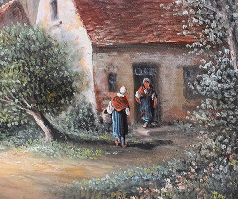 Indian Village Scenery Oil Painting On Canvas