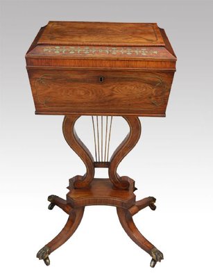 Regency Brass Inlaid Rosewood Teapoy
