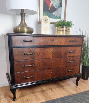 Wood and brass chest of drawers store