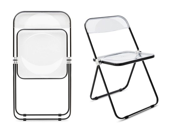Black and Transparent Plia Chairs by Giancarlo Piretti for Black and Transparent Plia Chairs by Giancarlo Piretti for