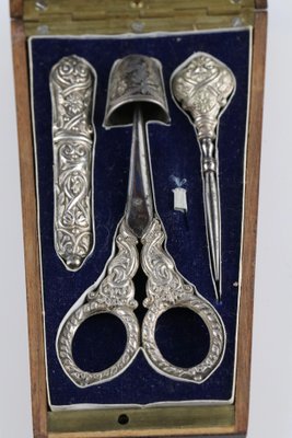 antique sewing set