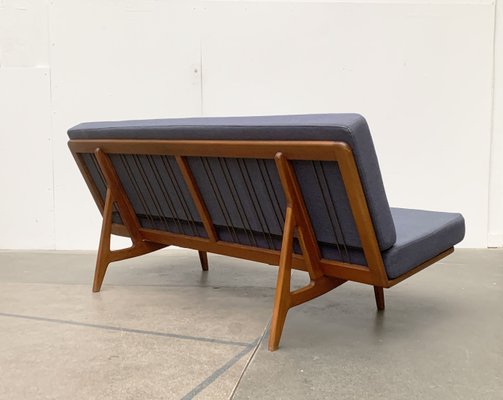 Mid century modern wood frame sofa store