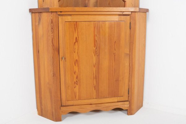 pine wall corner cabinet