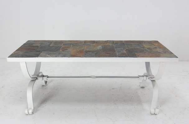 Wrought Iron And Slate Sofa Table | Baci Living Room