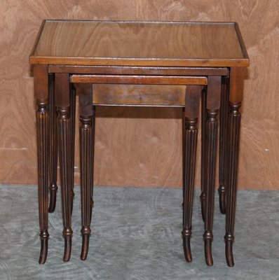 Mahogany nest of tables with glass tops store