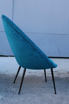 Small blue velvet chair store