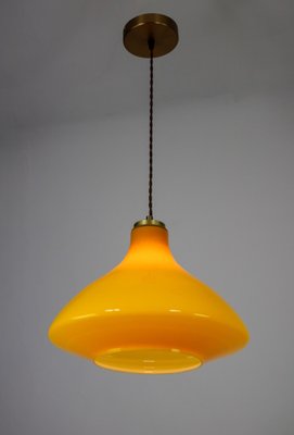 Mid Century 1970s Vintage bright yellow plastic ceiling lamp with ...