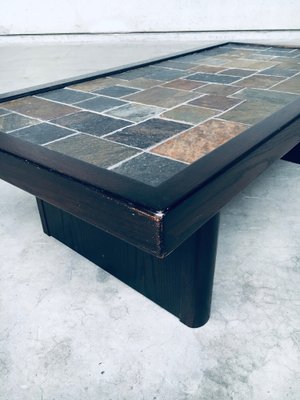 Brutalist Style Slate Tile Inlay Coffee Table Belgium 1970s for sale at Pamono
