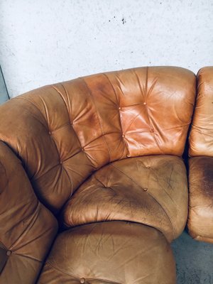 Mid Century Modern Italian Leather Sectional Sofa by Ipe Italy 1970s Set of 5 for sale at Pamono