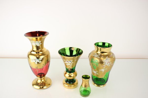 Bohemian Gold Glass Vase, Czechoslovakia, 1950s for sale at Bohemian Gold Glass Vase, Czechoslovakia, 1950s for sale at