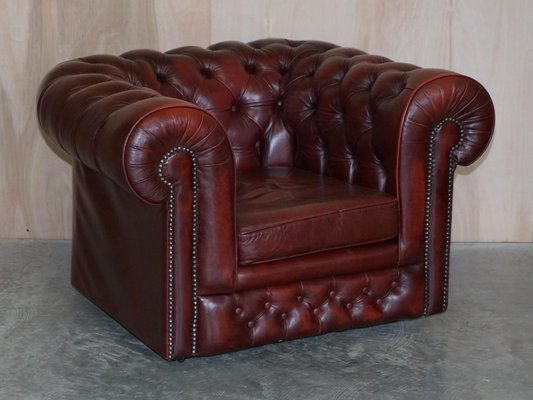 Oxblood chesterfield armchair store