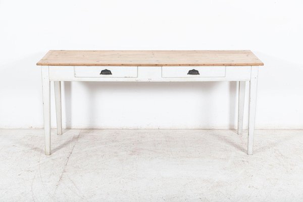 19th Century French Painted White Pine Console or Desk
