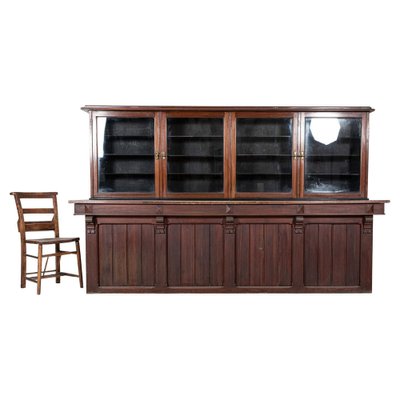 Large English Mahogany Glazed Apothecary Wall Cabinet 19th Century