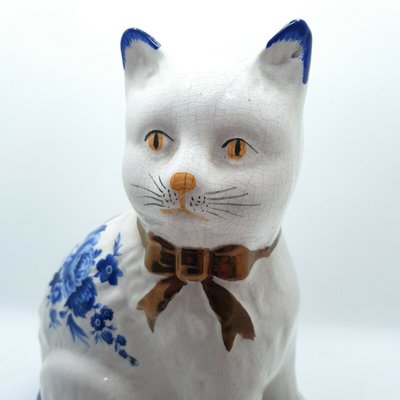Vintage Hand painted Ceramic Cat Figurine 9 Vintage Cat Statue Handmade ...