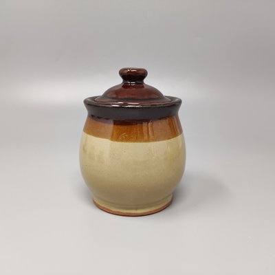 Italian Brown Faenza Ceramic Handmade Coffee Set, 1970s for Italian Brown Faenza Ceramic Handmade Coffee Set, 1970s for