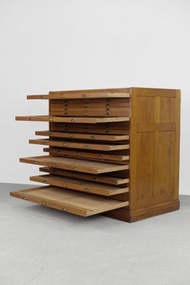 Oak Map Cabinet Mid Century Oak 9 Drawer Plan Chest With Wooden