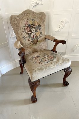 Antique Carved Mahogany Library Chair