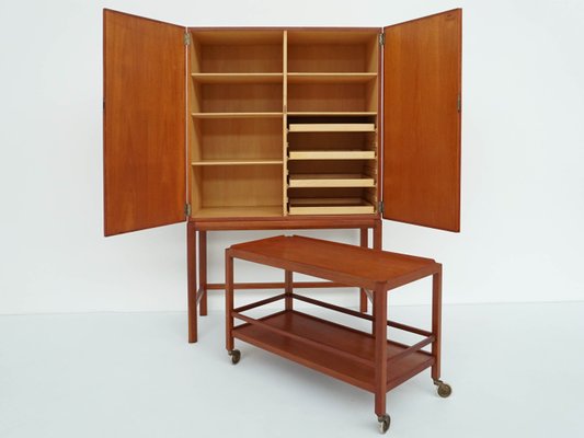 Bar Cabinet with Serving Table by Axel Larsson for Bodafors Sweden 1950 Set of 2 for sale at Pamono