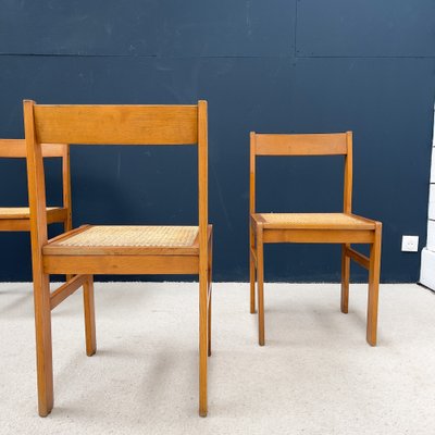 Ash and Cane Chairs 1950 Set of 4