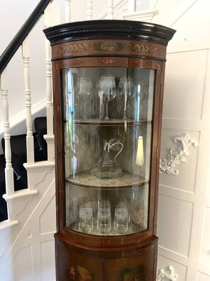 Antique curved glass corner china cabinet store