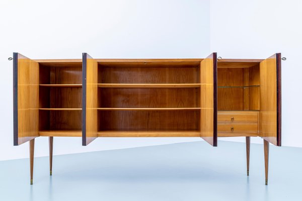 Large Italian Credenzas in Walnut and Mahogany by Paolo Buffa for Cassina 1956 Set of 2