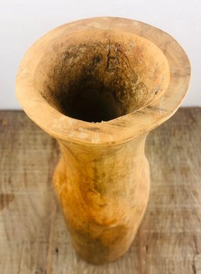 Art & Collectibles Fine Art Ceramics Rustic Wood Vase Vintage Hand ...