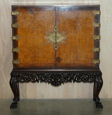 William Mary style Burr Walnut Lion s Paw Drinks Cabinet