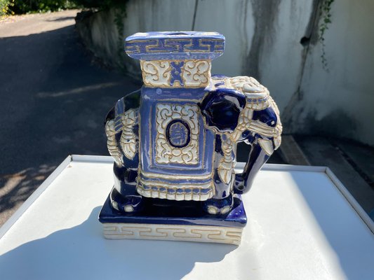 Blue elephant garden stool store