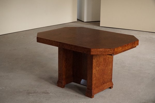 French Art Deco Burl Wood Oval Dining Table 1930s