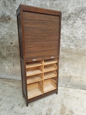 Roller Shutter Filing Cabinet In Oak Belgium 1930s For At Pamono