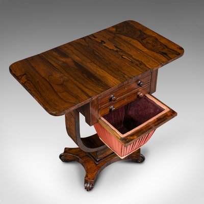 Antique English William IV Drop Leaf Ladies Work Table 1830s for sale at Pamono