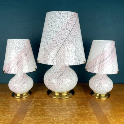 Murano Glass Mushroom Table Lamps Italy 1970s Set of 2