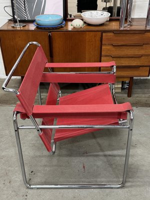 Wassily Armchair in Red Canvas by Marcel Breuer for Knoll International