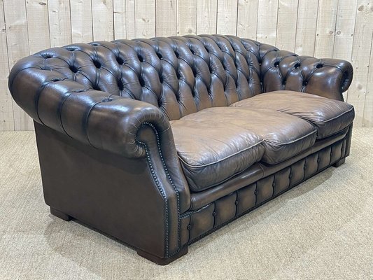 Chesterfield Sofa in Brown Leather 1980s