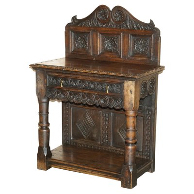 Antique 18th Century Gothic Jacobean Hall Console Table 1720s