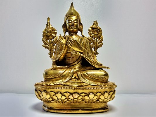 Gilded Seated Buddha on Stylized Lotus Base