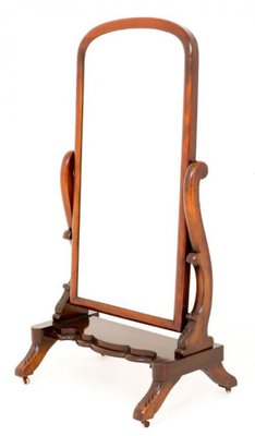 Antique Victorian Mahogany Swivel Cheval Mirror 1860s