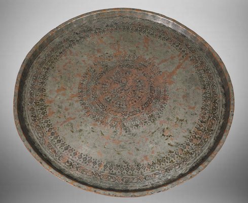 Antique Islamic Ottoman with Copper Table Tray