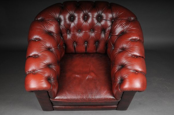 Chesterfield Club Chair in Bordeaux Red Leather England