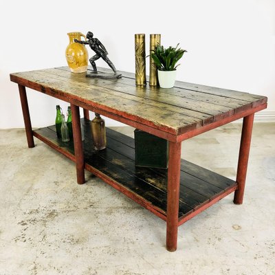 Antique Industrial Work Table Vintage Industrial Lyon Brand Work Bench