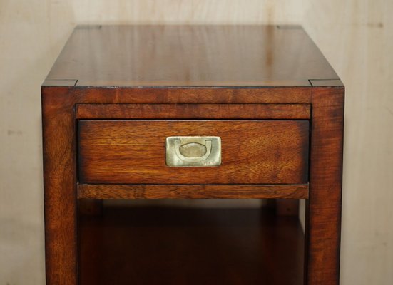 Military Campaign Side Table with Single Drawer
