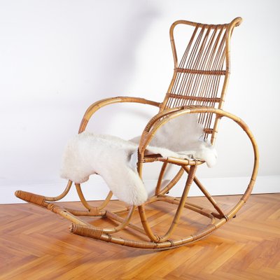 Mid Century Rocking Chair in Rattan from Uluv 1960s
