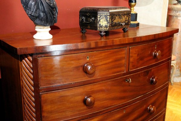 Late 19th Century English Mahogany Bow Front Chest of Drawers