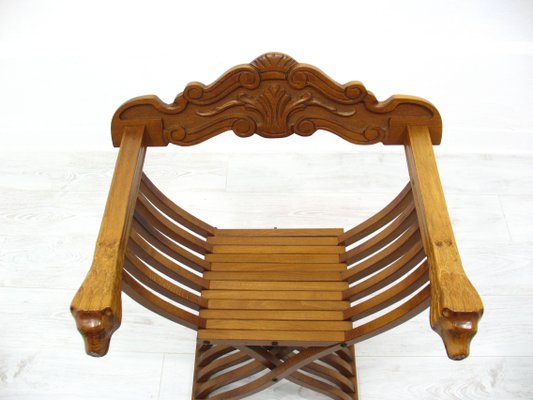 Vintage Italian Savonarola Chair in Walnut, 1970s for sale Vintage Italian Savonarola Chair in Walnut, 1970s for sale