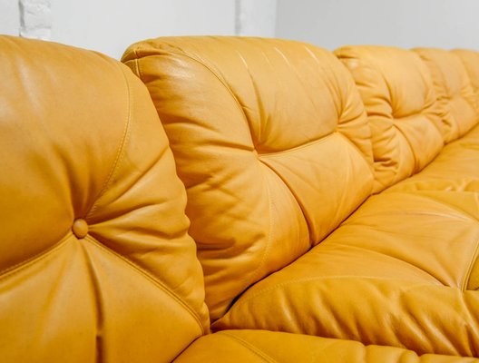 Yellow Leather Modular Sofa Set from Dreipunkt 1970s Set of 4 for sale at Pamono