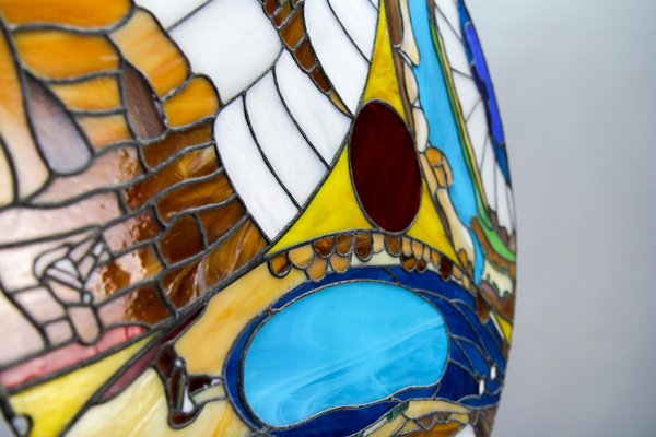 Tiffany Stained Glass Window Panels Round Polychrome Stained Glass
