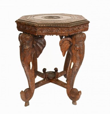 Elephant Legs Carved Burmese Side Table Burma 1880s