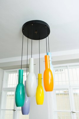 Italian Multicoloured Hanging Ceiling Lamp from Vistosi 1950s